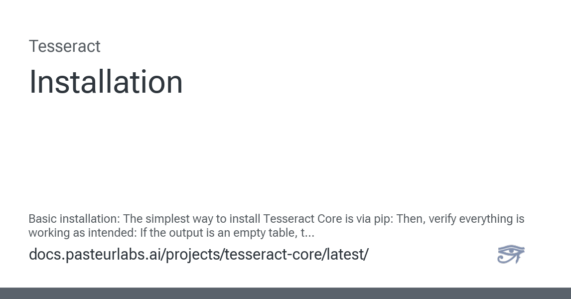 Installation Tesseract 101dev23g638cfd07c Documentation